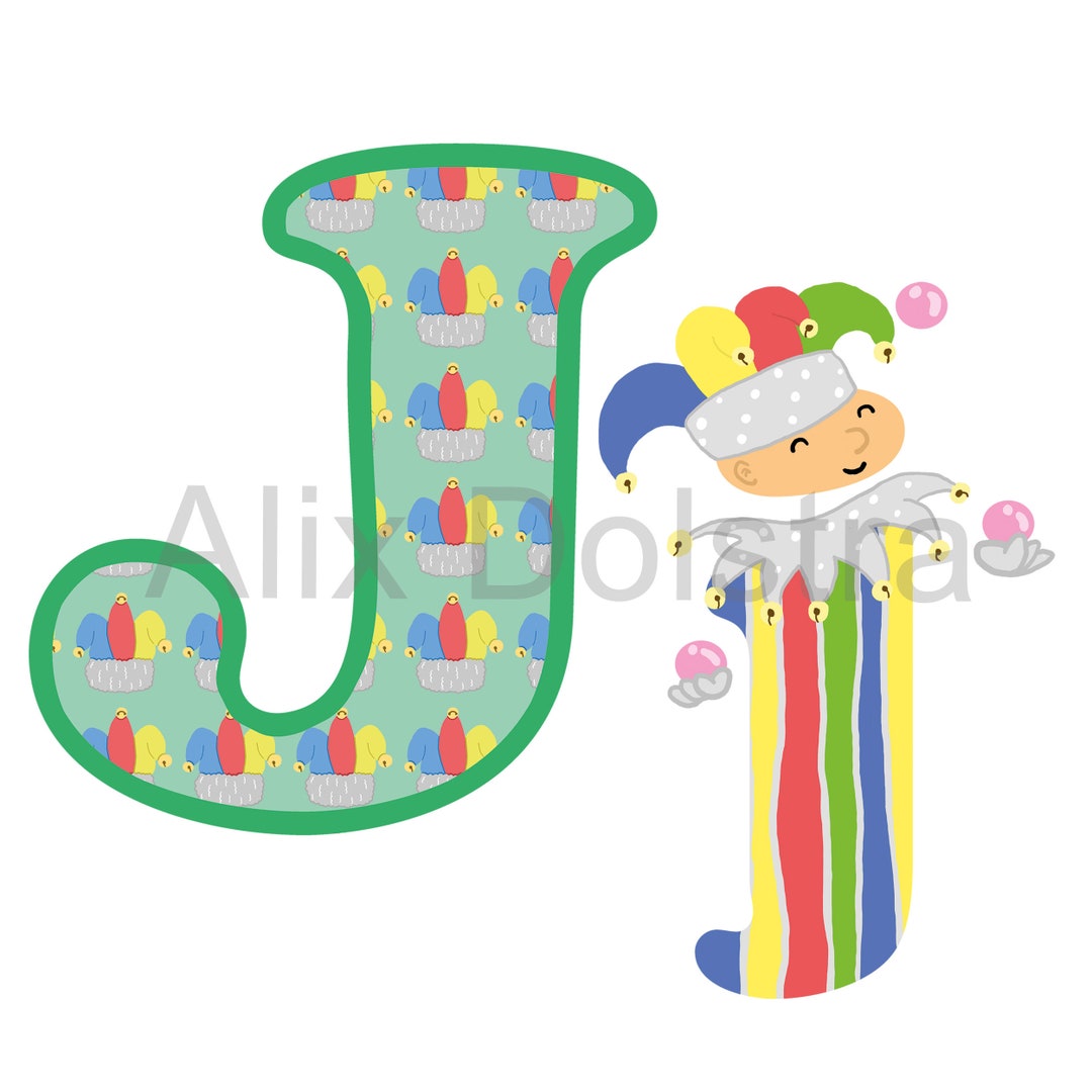 J for Jester, PNG Clip Art Set, Alphabet Letters, Learning for Kids ...