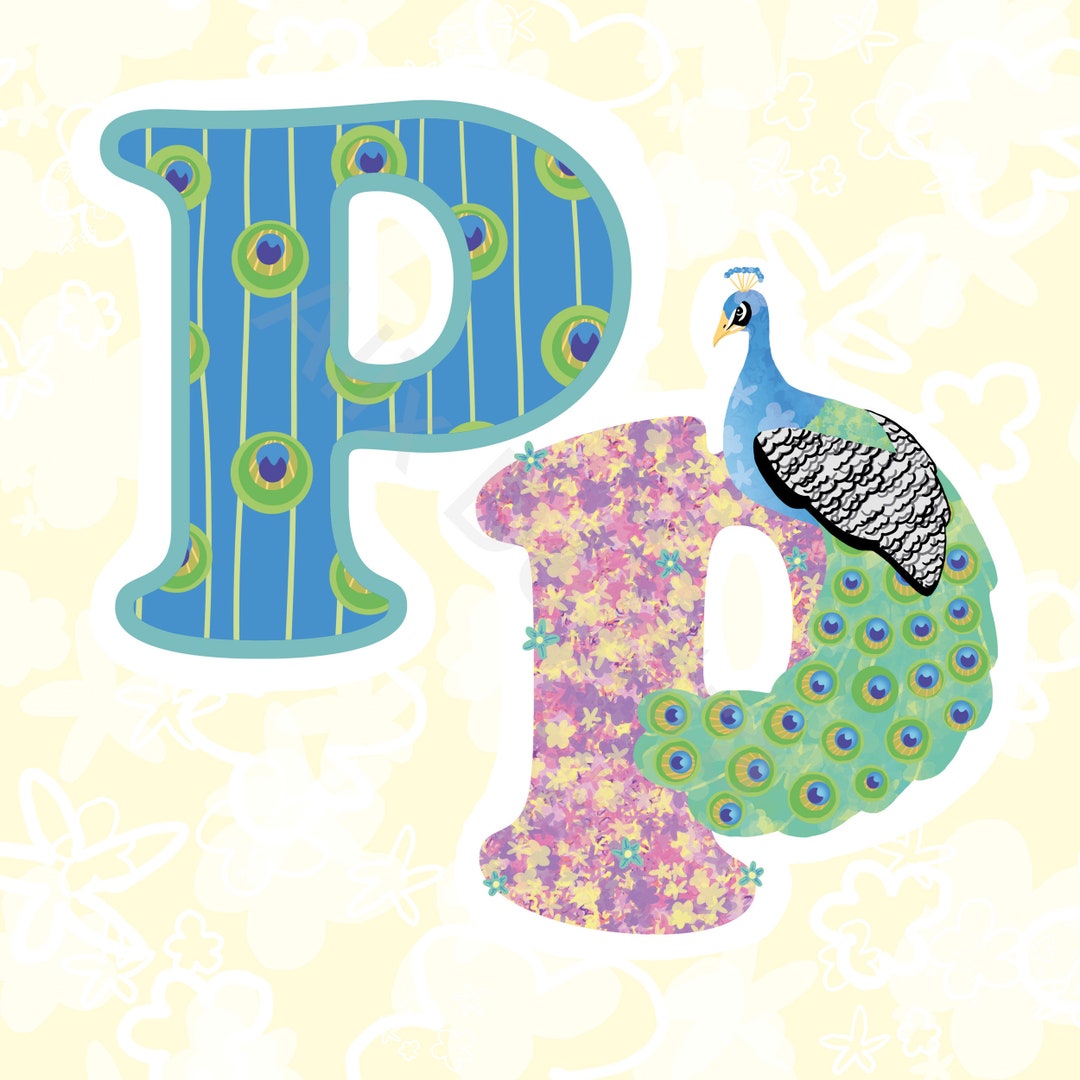 P is for Peacock, Clip Art PNG Set, Alphabet Letter, Instant Download ...