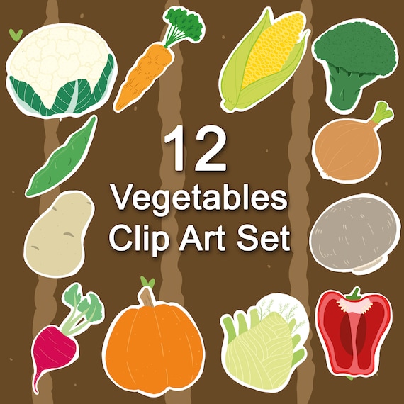 12 Vegetables Clip Art PNG Instant Download | Etsy