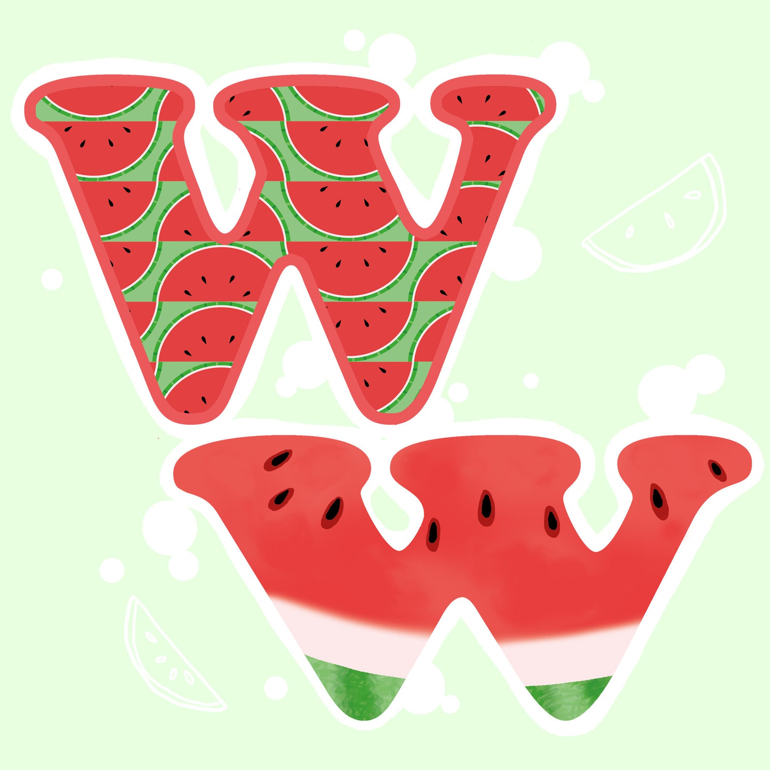 W is for Watermelon, Alphabet Letter PNG Clip Art Set, Digital Download ...