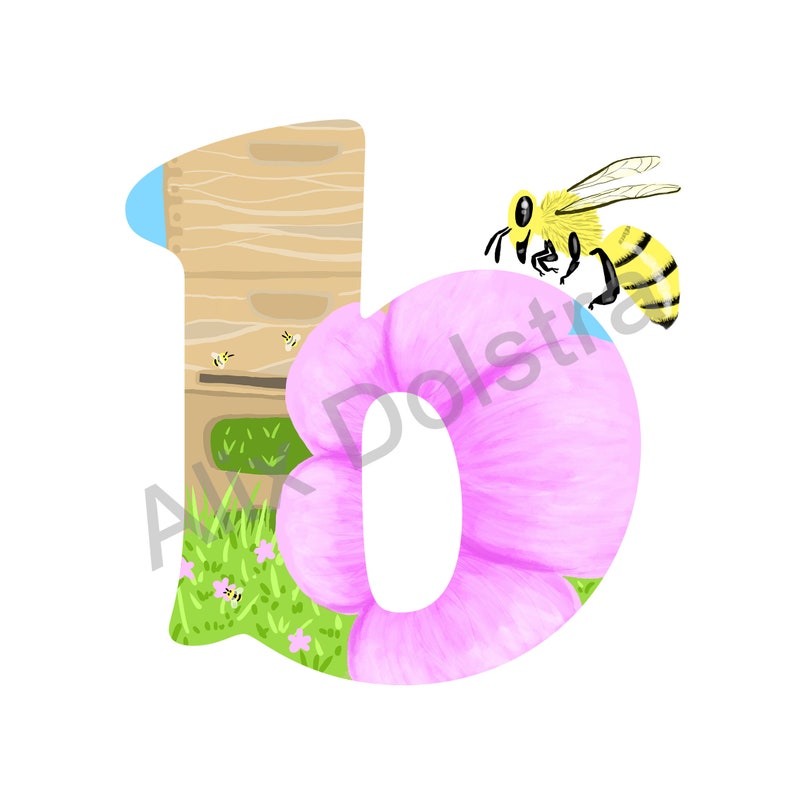 B is for Bee, PNG Clip Art Set, Alphabet Letters, Learning for Kids ...