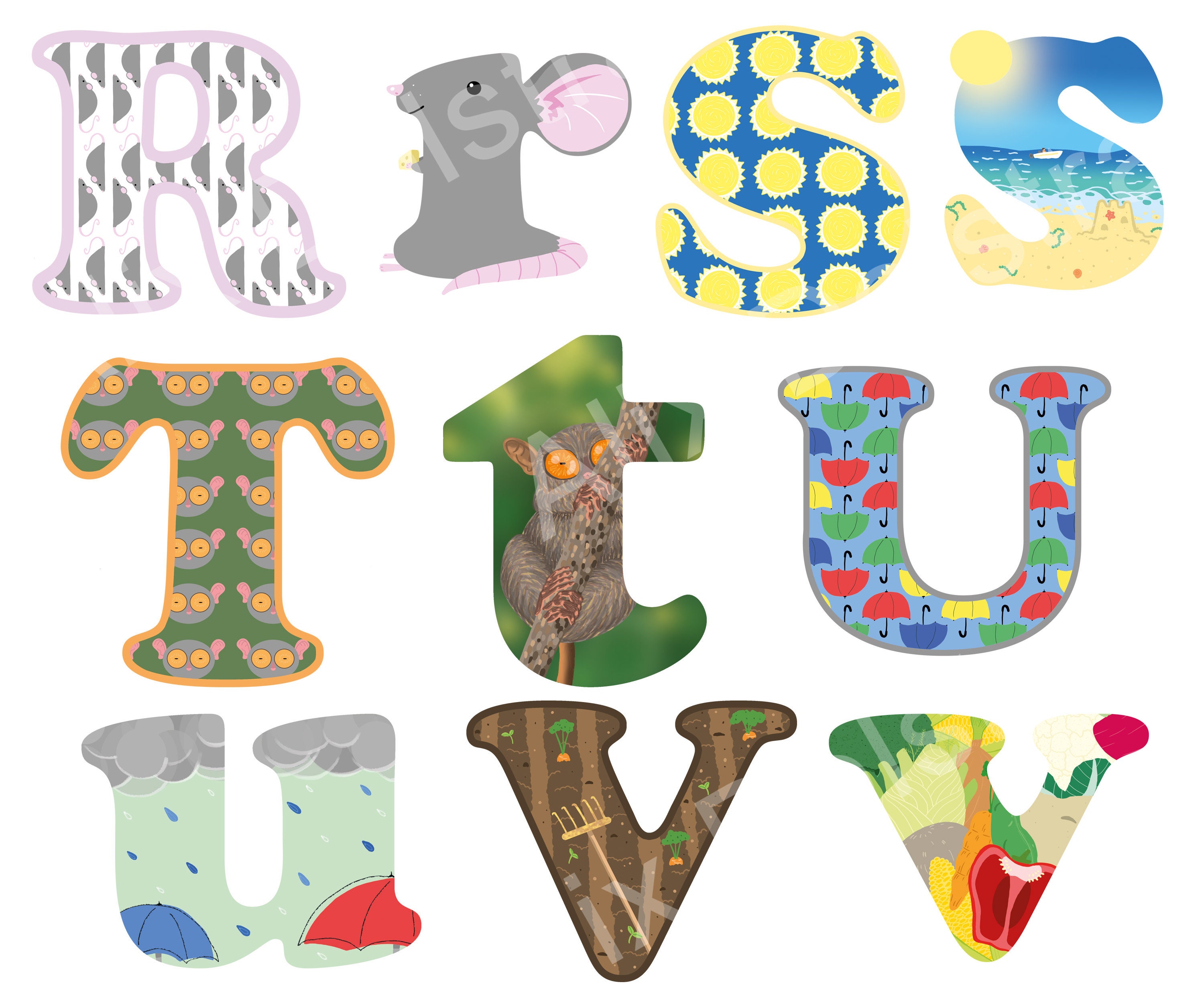 A to Z PNG Alphabet Clip Art Set, Educational, Decorative, Digital ...