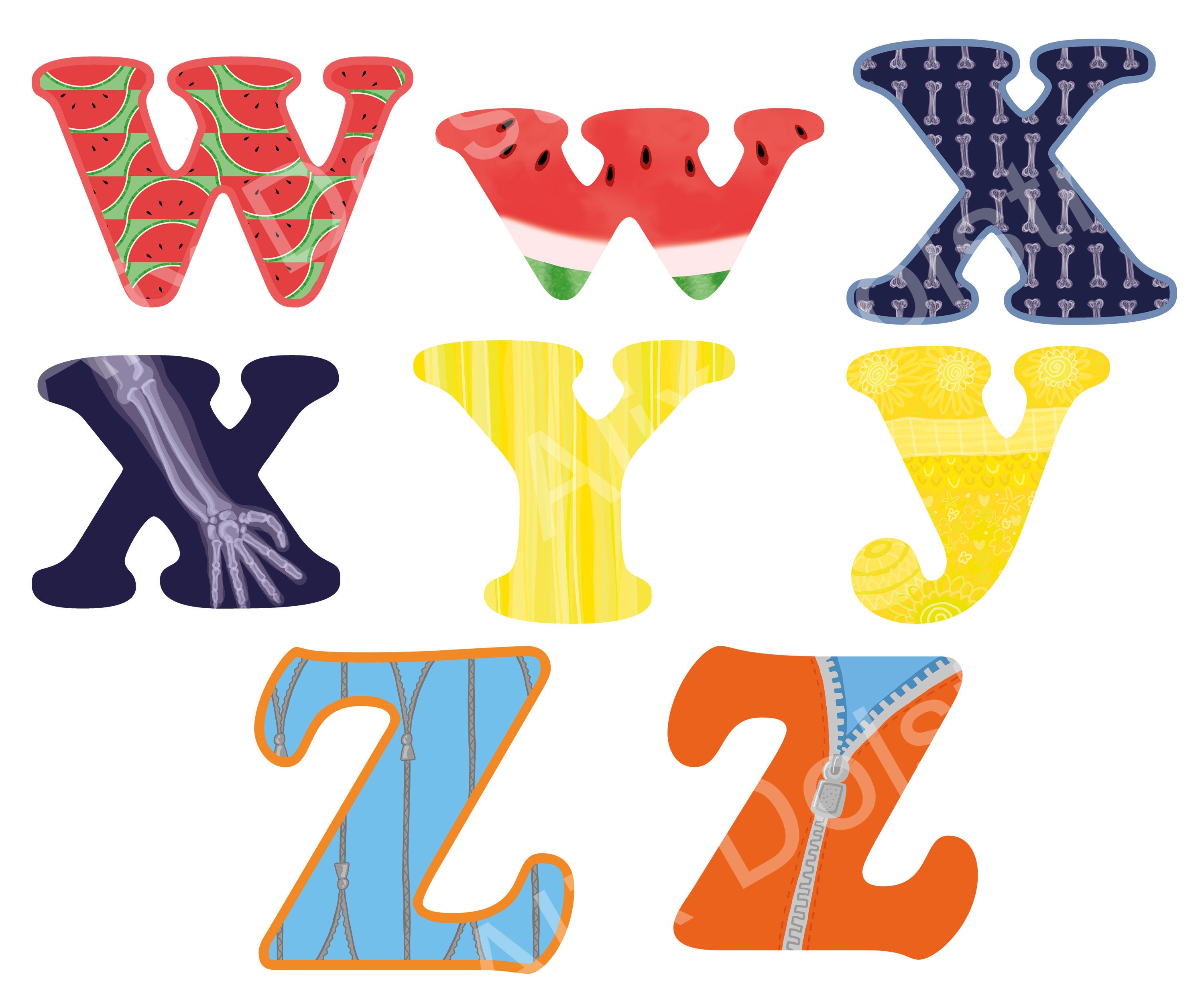 A to Z PNG Alphabet Clip Art Set, Educational, Decorative, Digital ...