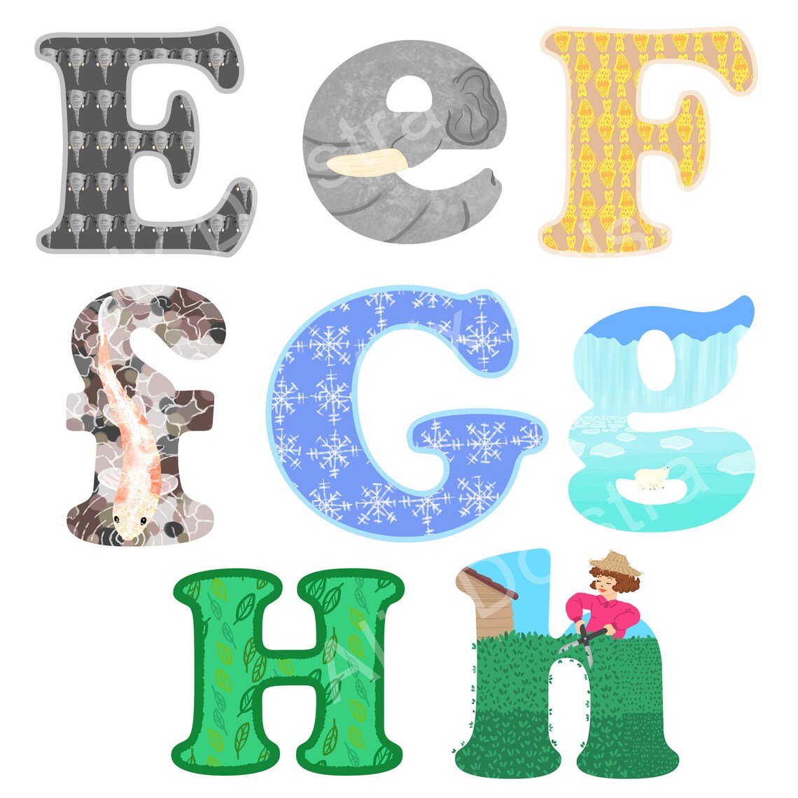 A to Z PNG Alphabet Clip Art Set Educational Decorative | Etsy