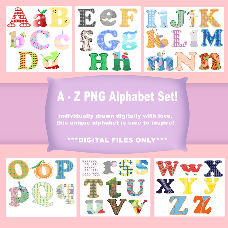 A to Z PNG Alphabet Clip Art Set, Educational, Decorative, Digital ...