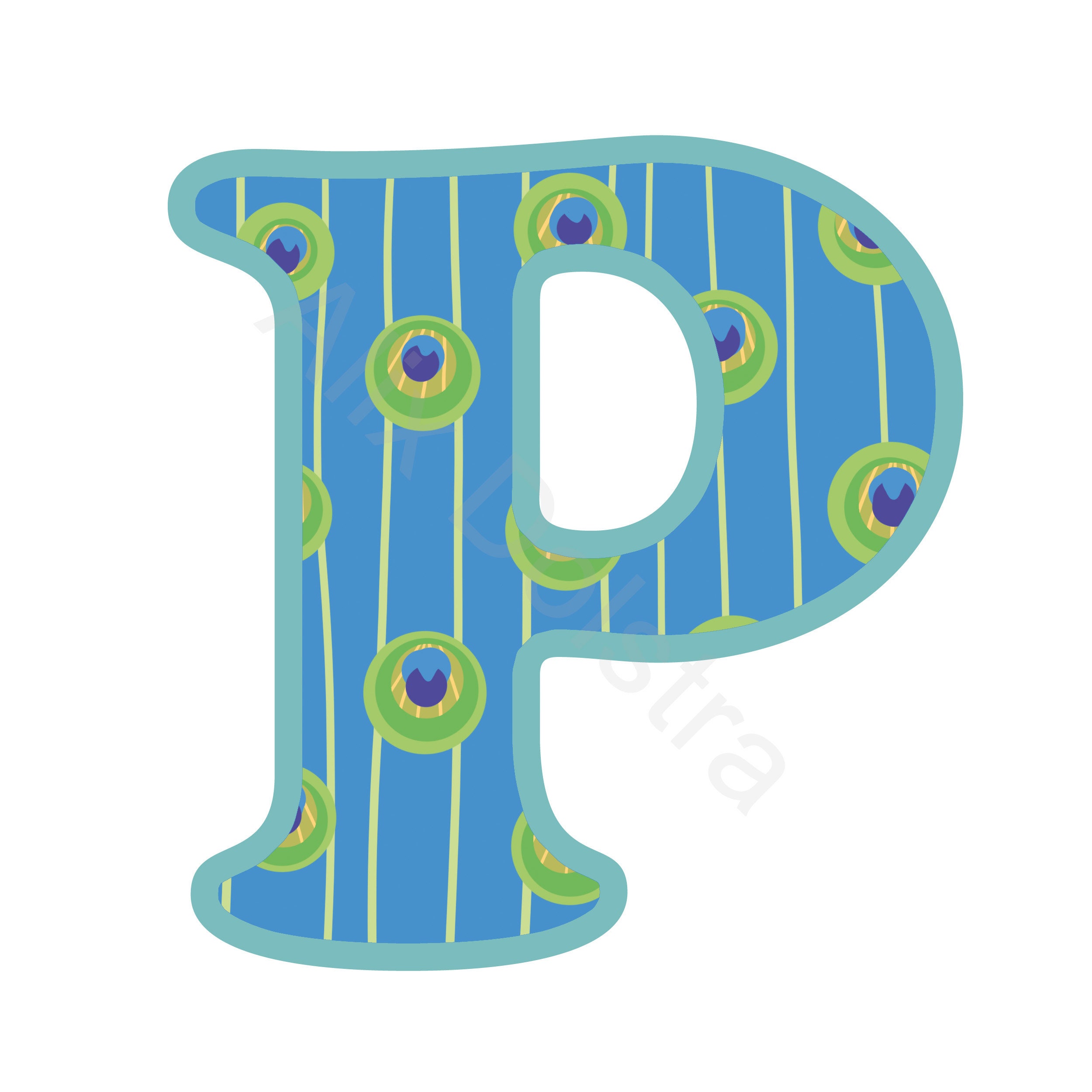 P is for Peacock, Clip Art PNG Set, Alphabet Letter, Instant Download ...