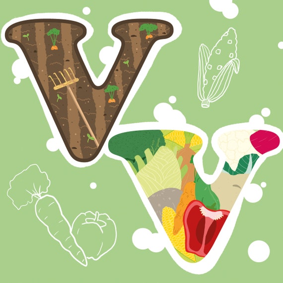 V is for Vegetables Alphabet Letter Educational PNG Clip Art - Etsy