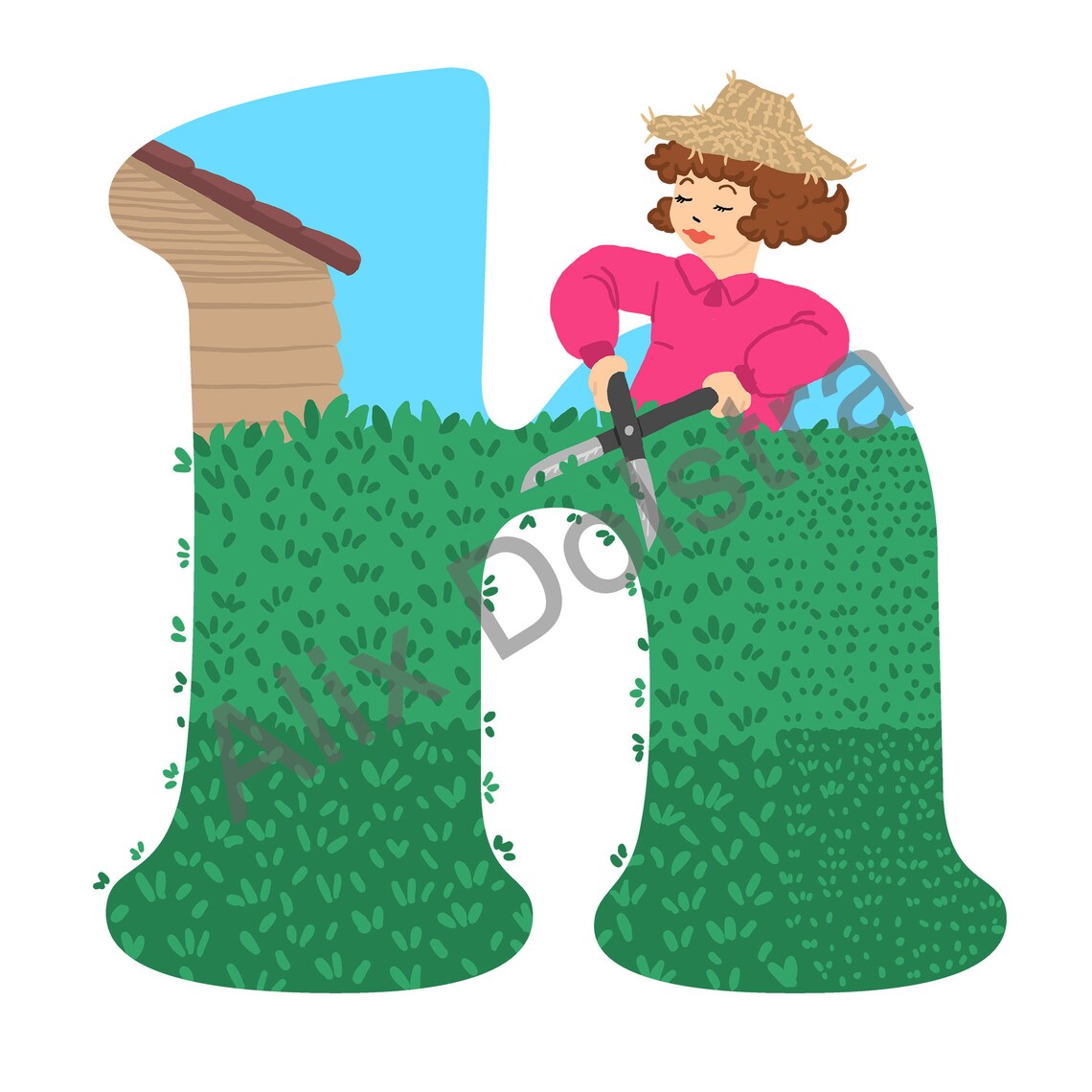 H is for Hedge, PNG Clip Art Set, Alphabet Learning, Gardening ...
