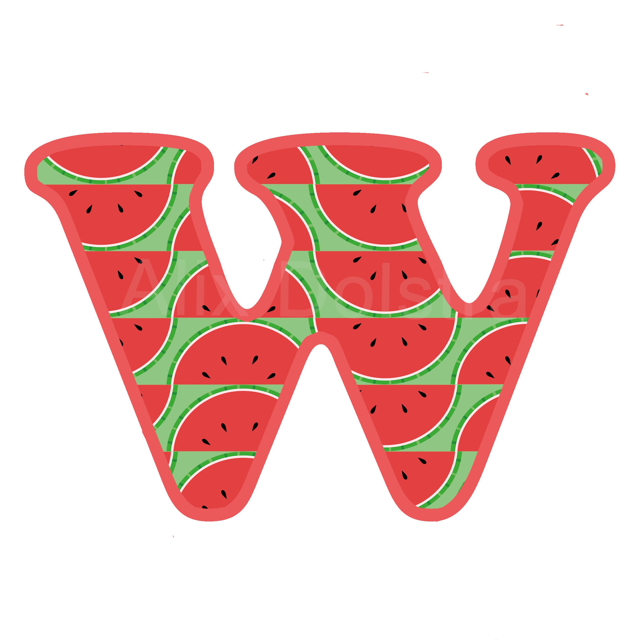 W is for Watermelon, Alphabet Letter PNG Clip Art Set, Digital Download ...