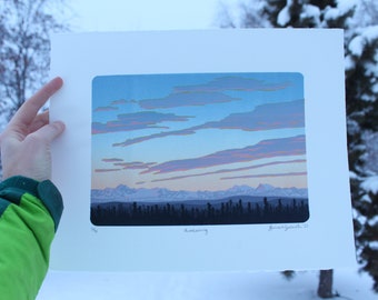 Linocut Clouds - Etsy