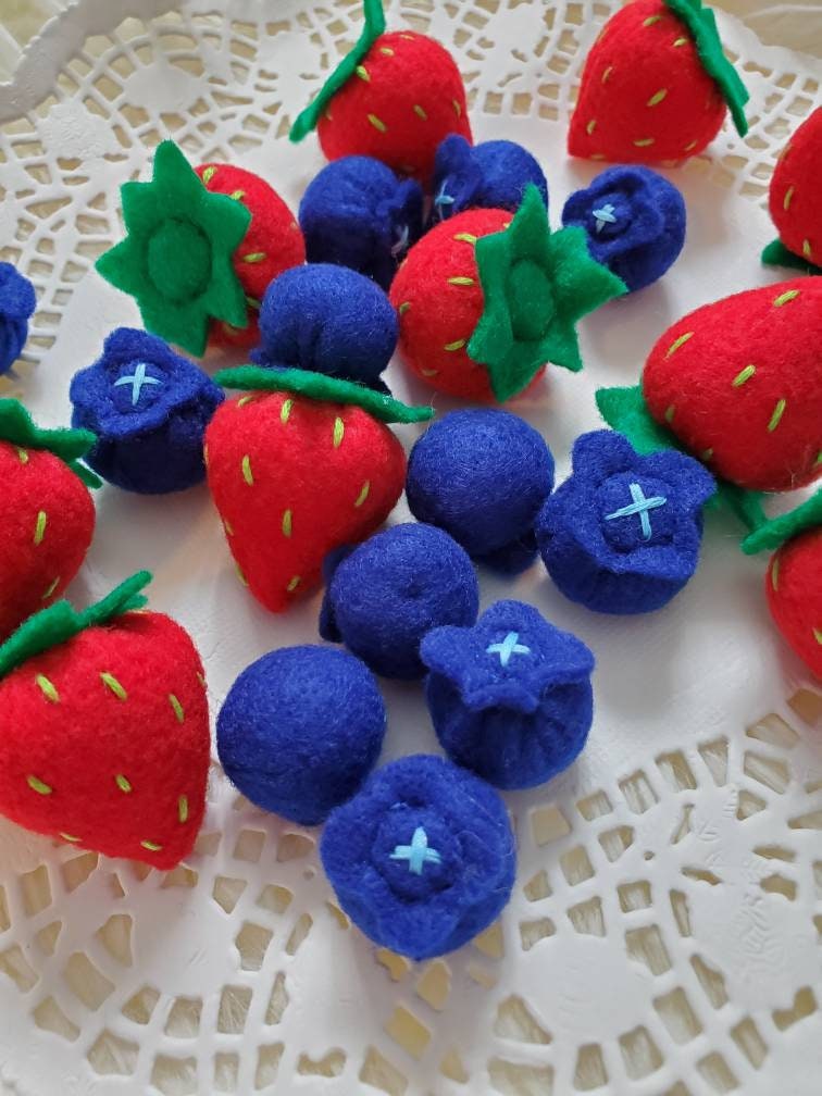 Felt Berries Felt Blueberries Felt Strawberries Felt - Etsy