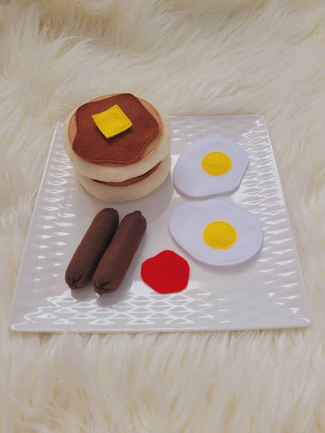Felt Breakfast Set, Felt Food, Felt Pancakes, Felt Sausage, Felt Egg ...