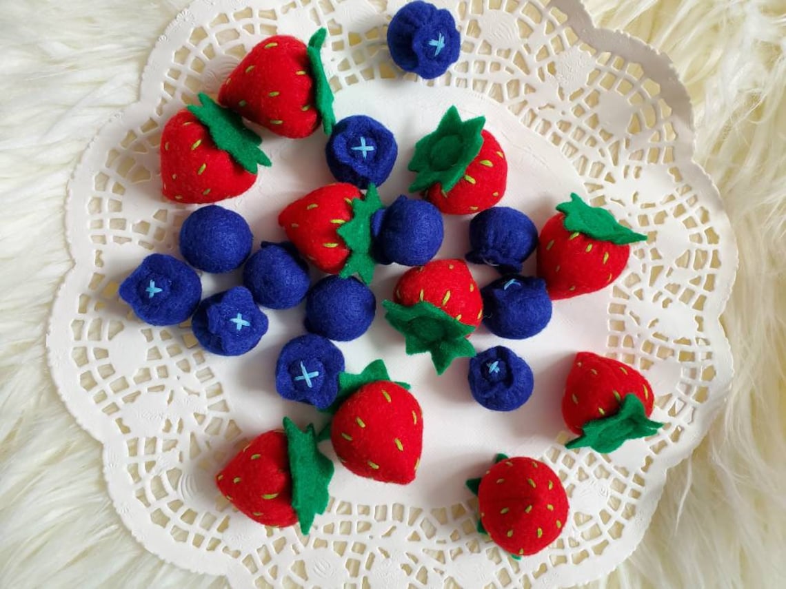Felt Berries , Felt Blueberries, Felt Strawberries, Felt Fruits, Felt ...
