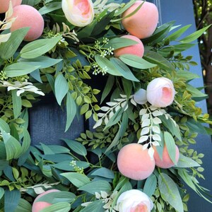Summer Faux Peach and Ranunculus Wreath for Front Door Faux - Etsy