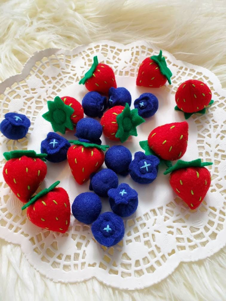 Felt Berries Felt Blueberries Felt Strawberries Felt - Etsy