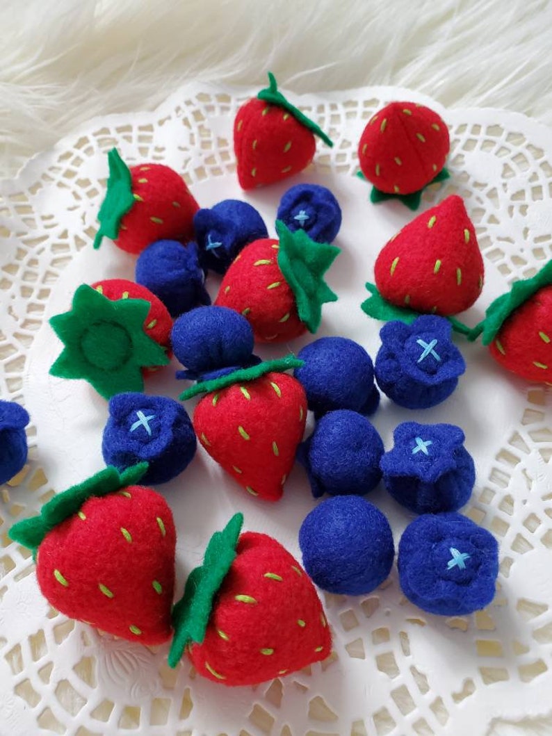 Felt Berries Felt Blueberries Felt Strawberries Felt - Etsy