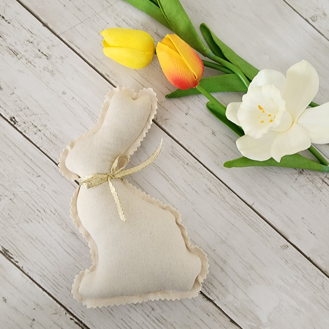 Neutral Fabric Easter Bunny, Fabric Stuffed Bunny, Easter Decor - Etsy