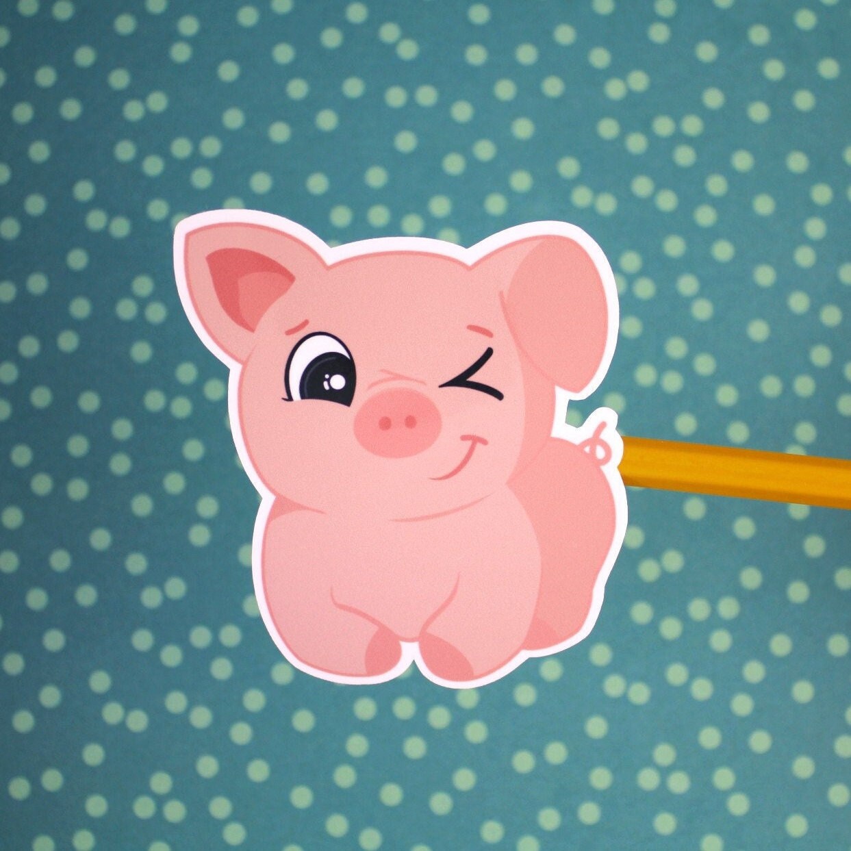 Pig Sticker, Waterproof Vinyl Sticker, Cute Animal Sticker, Happy ...