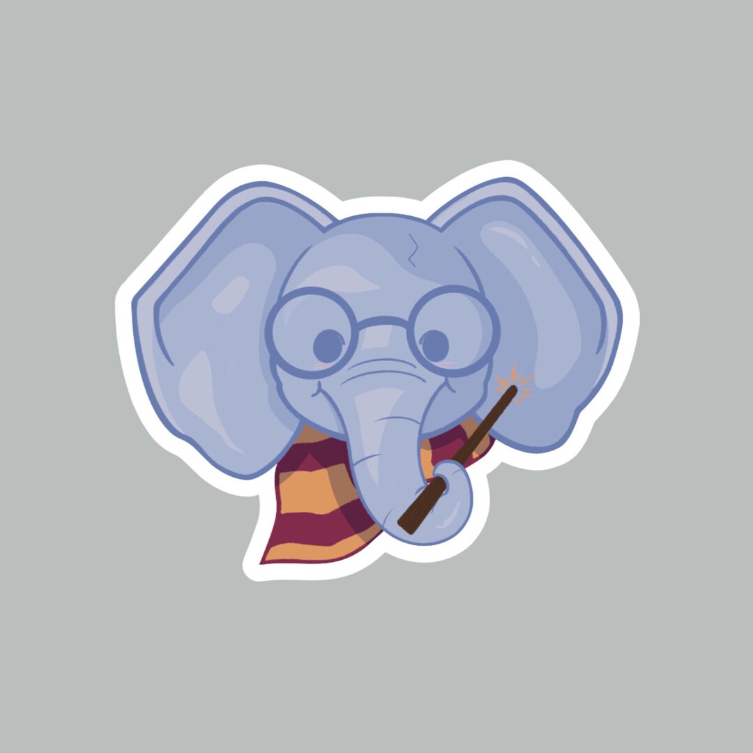Wizard Elephant Waterproof Vinyl Sticker, Animal Sticker, Cute, Kids ...