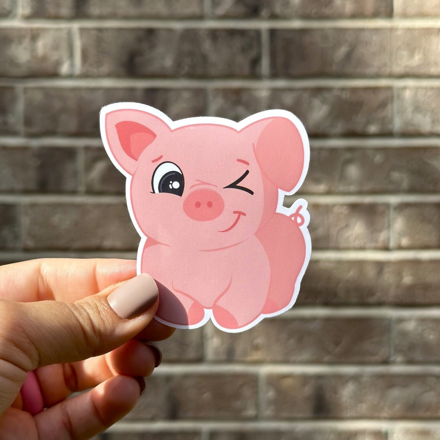 Pig Sticker, Waterproof Vinyl Sticker, Cute Animal Sticker, Happy ...