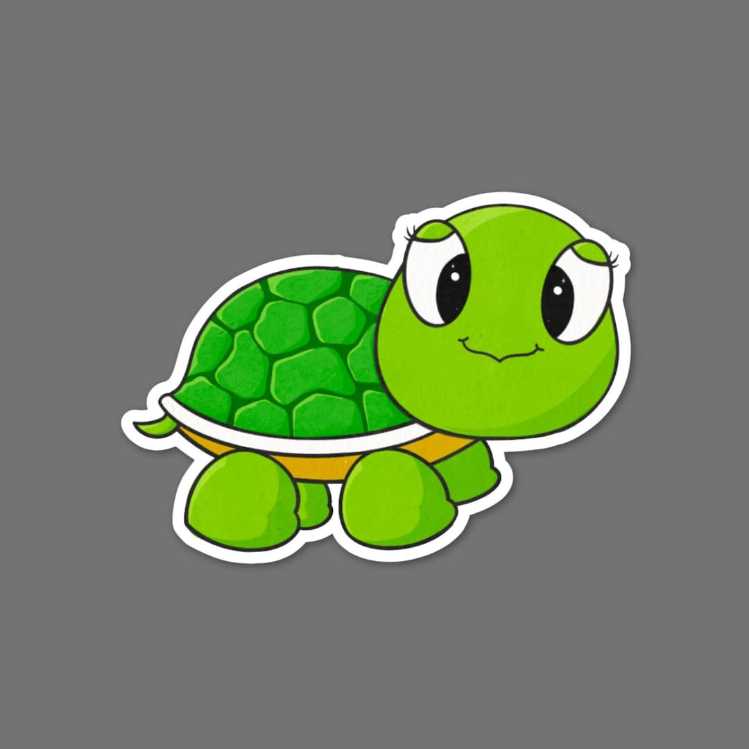 Cute Turtle Waterproof Vinyl Sticker, Turtle Sticker, Cute Turtle, Kids ...
