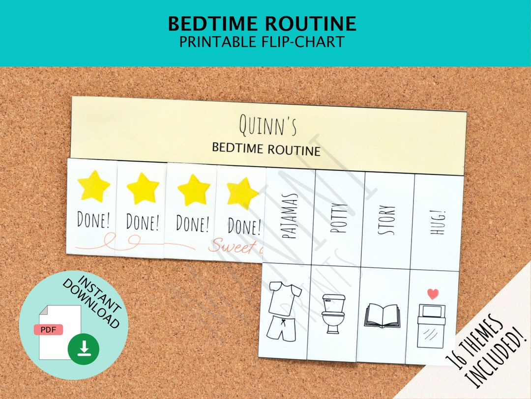 Bedtime Routine Printable Chart for Boys and Girls With Pictures ...