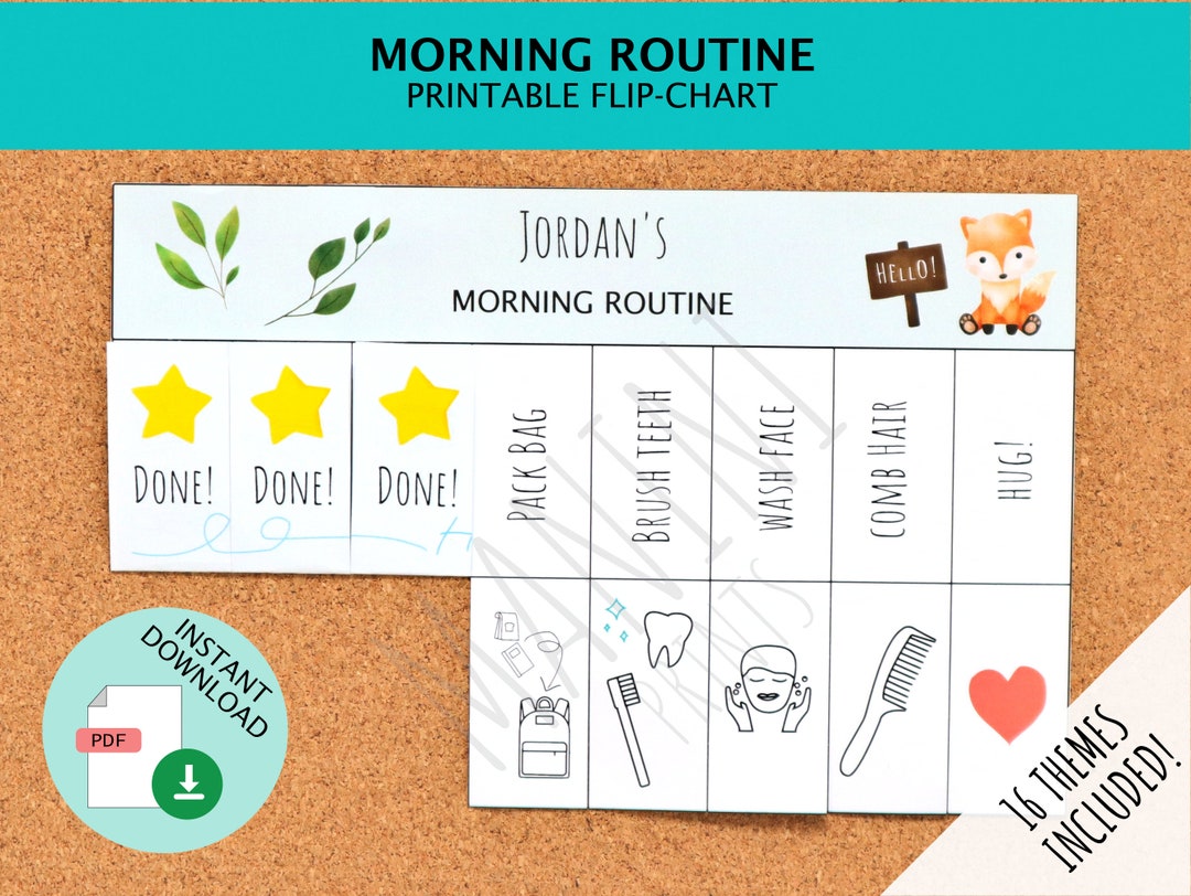 Morning Routine Printable Chart for Boys and Girls With - Etsy