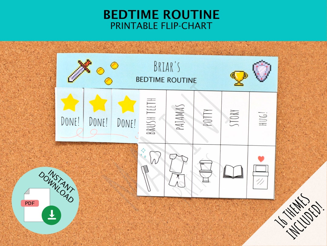Bedtime Routine Printable Chart for Boys and Girls With Pictures ...