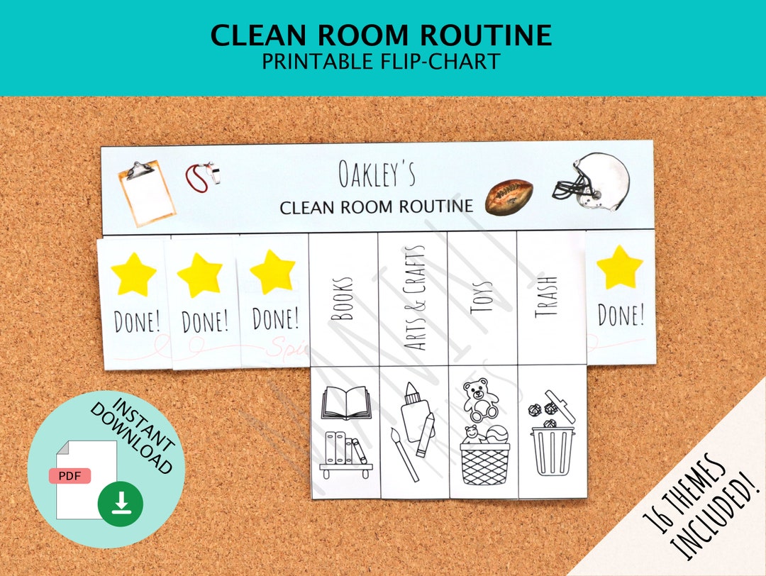Clean Room Routine Printable Chart for Boys and Girls With Pictures ...