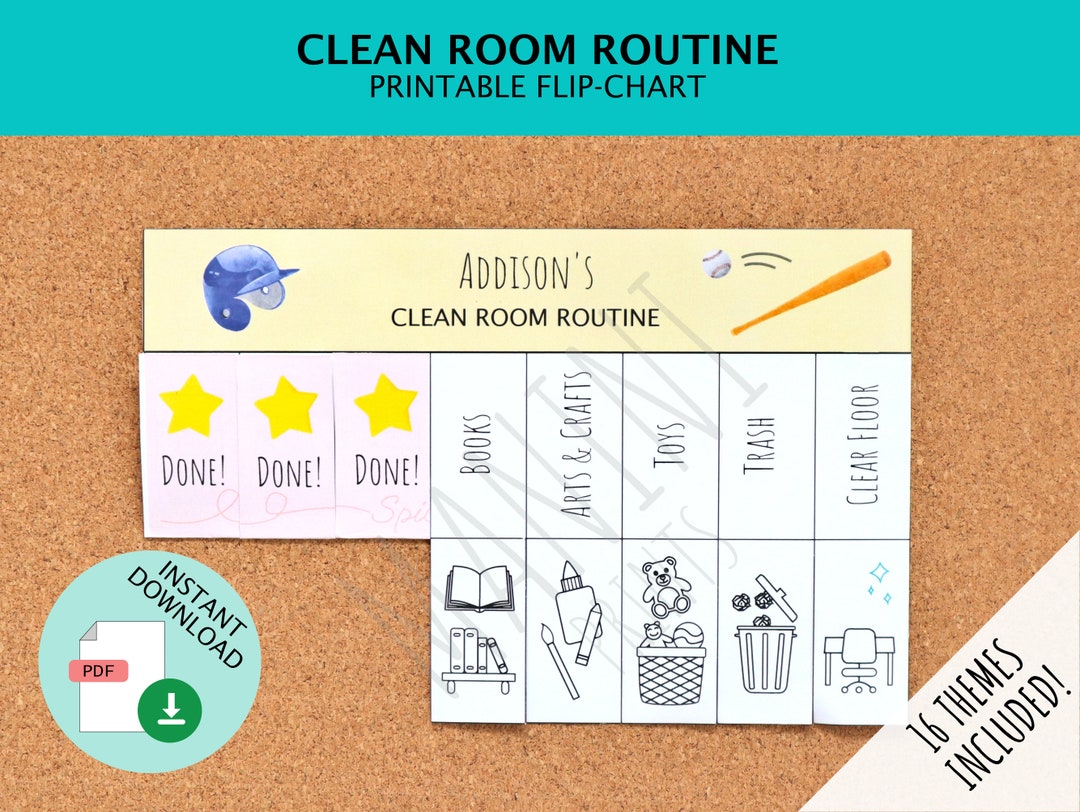Buy Clean Room Routine Printable Chart for Boys and Girls With Pictures ...