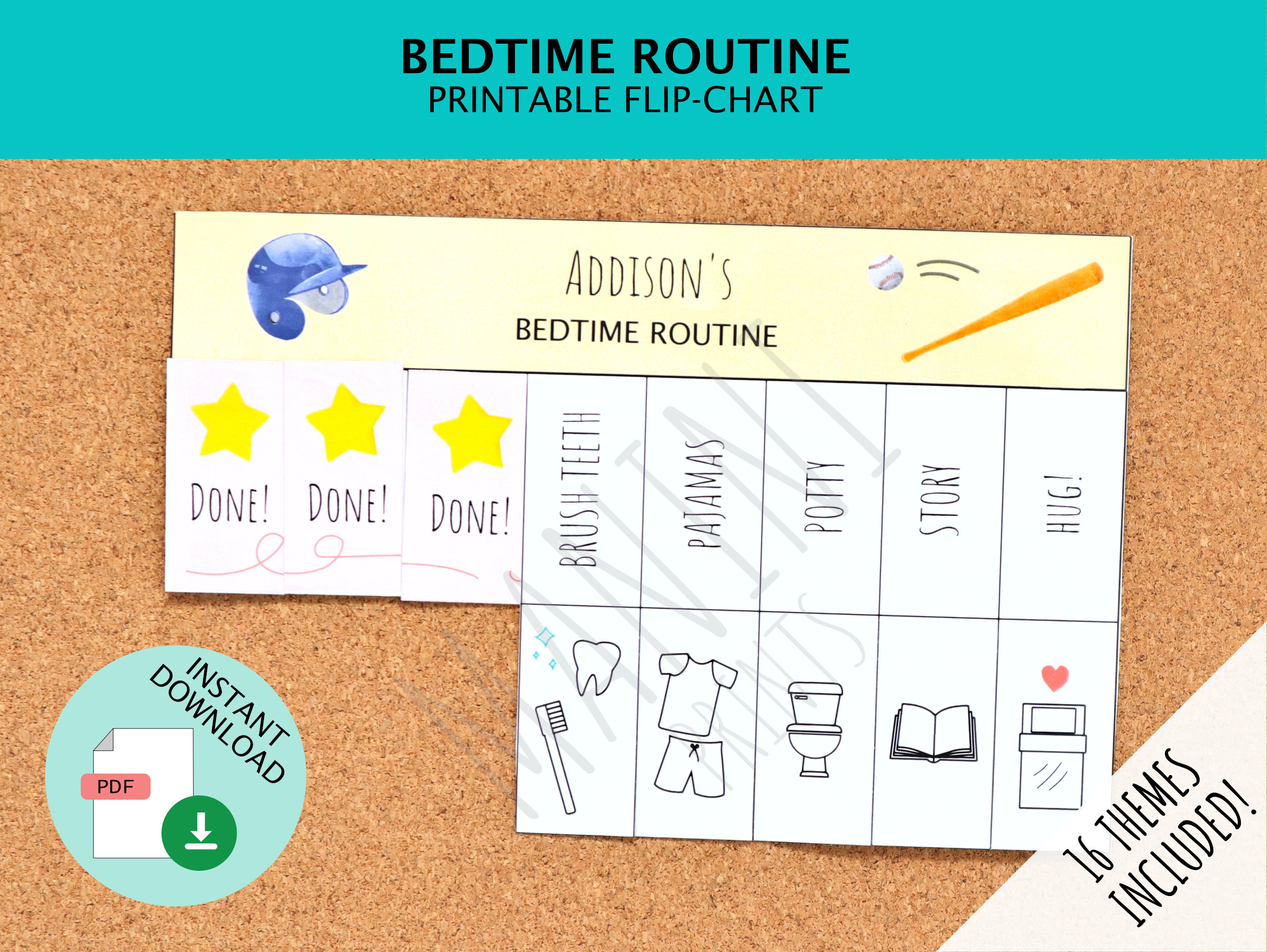Bedtime Routine Printable Chart for Boys and Girls With Pictures ...