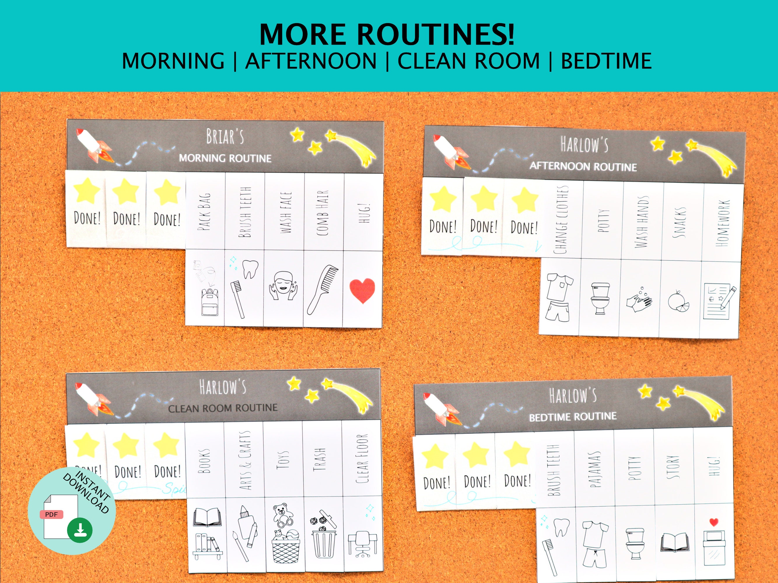 Bedtime Routine Printable Chart for Boys and Girls With - Etsy Israel