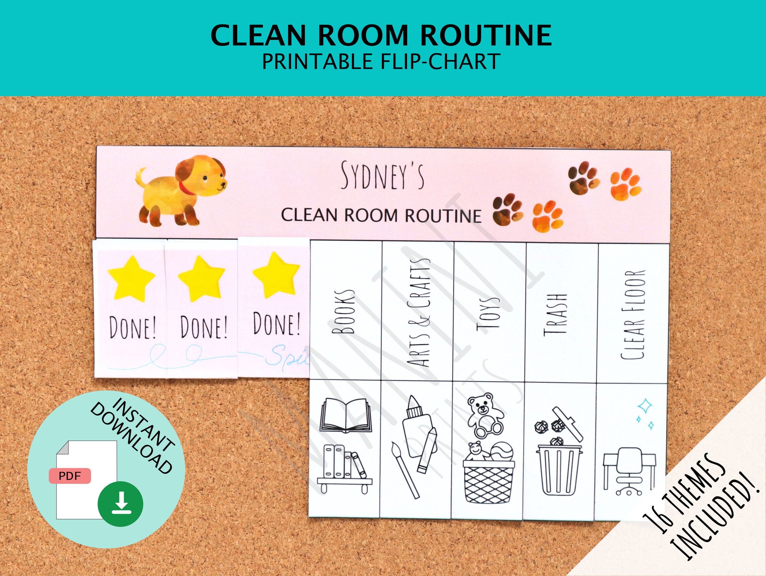 Clean Room Routine Printable Chart for Boys and Girls With Pictures ...