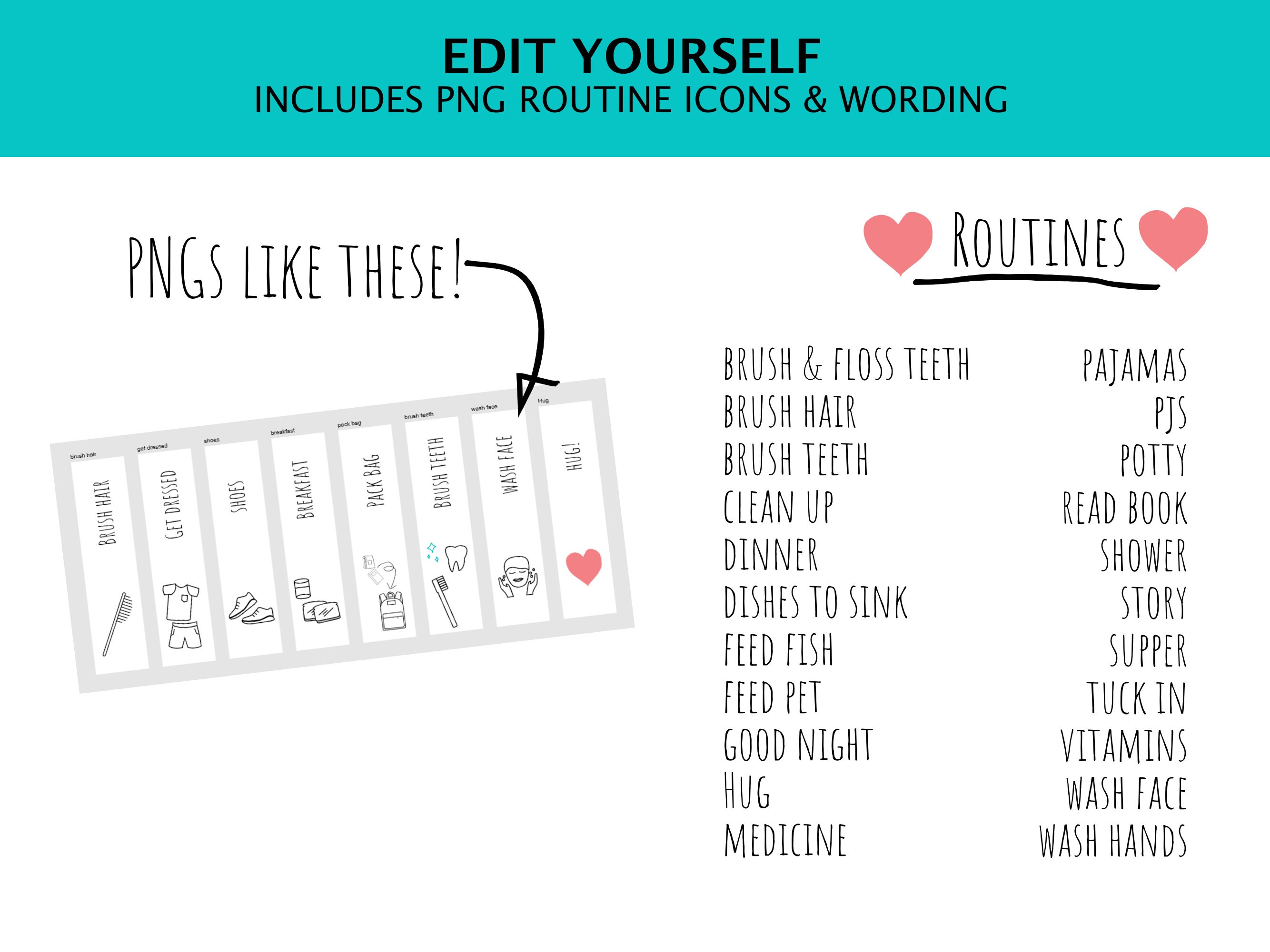 Editable Bedtime Routine PDF Printable Flip Chart Night Time Evening ...