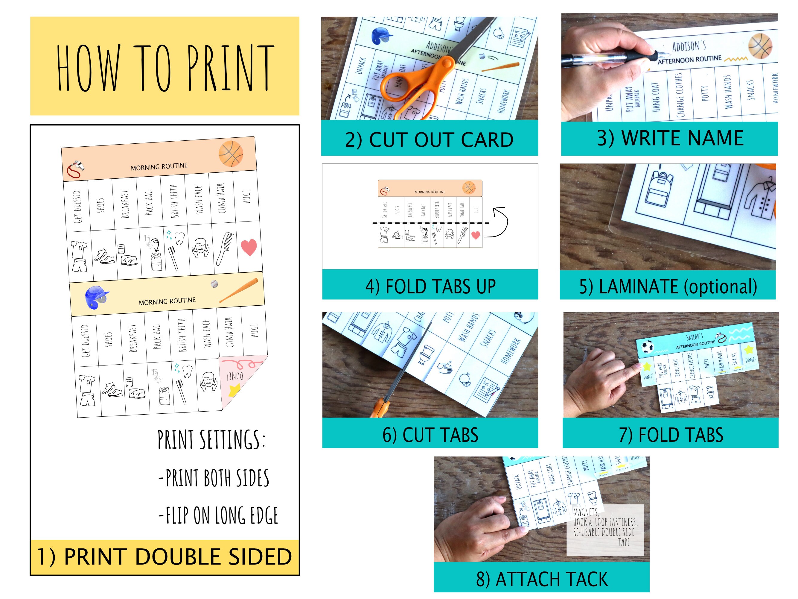 Editable Bedtime Routine PDF Printable Flip Chart Night Time Evening ...