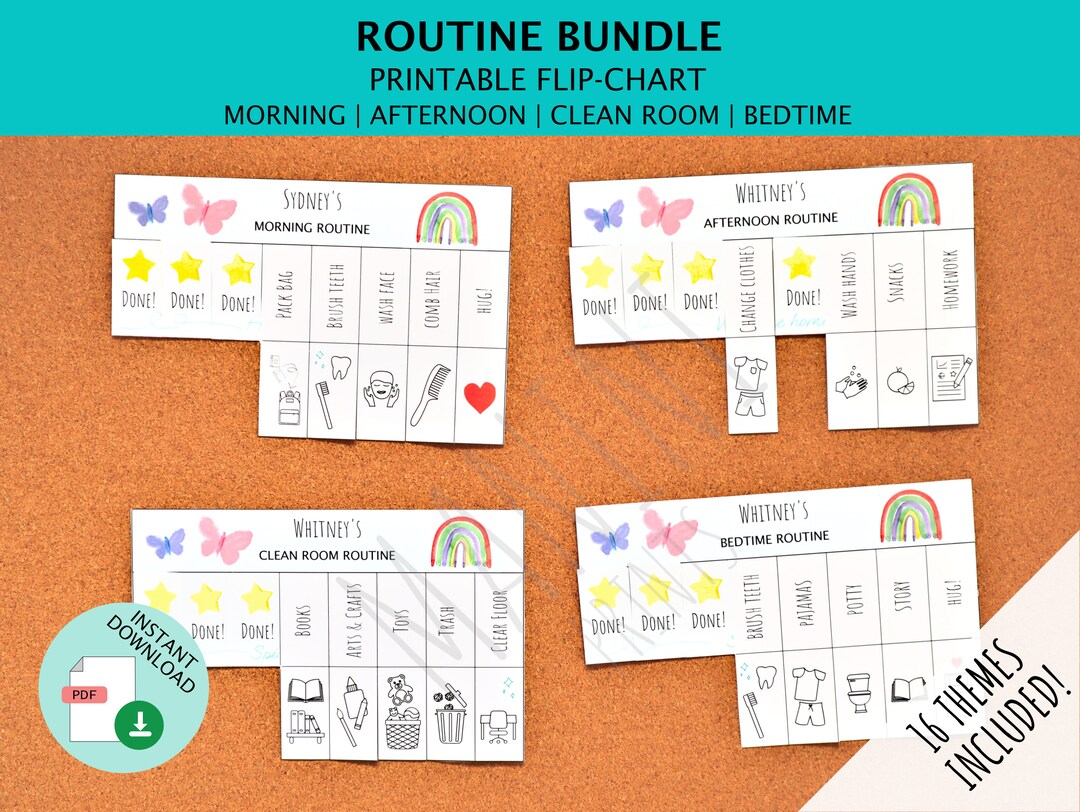 Bundle: Childrens Routine Printable Flip Chart Morning - Etsy