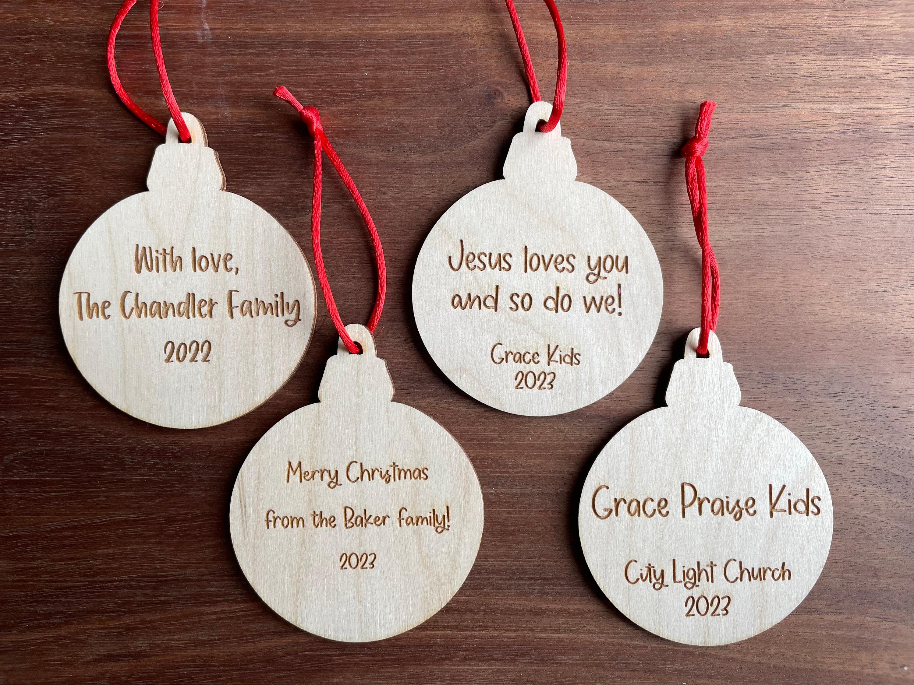 Engraved Merry Christmas Bulb or Joy to the World Ornament Gift Bundle ...