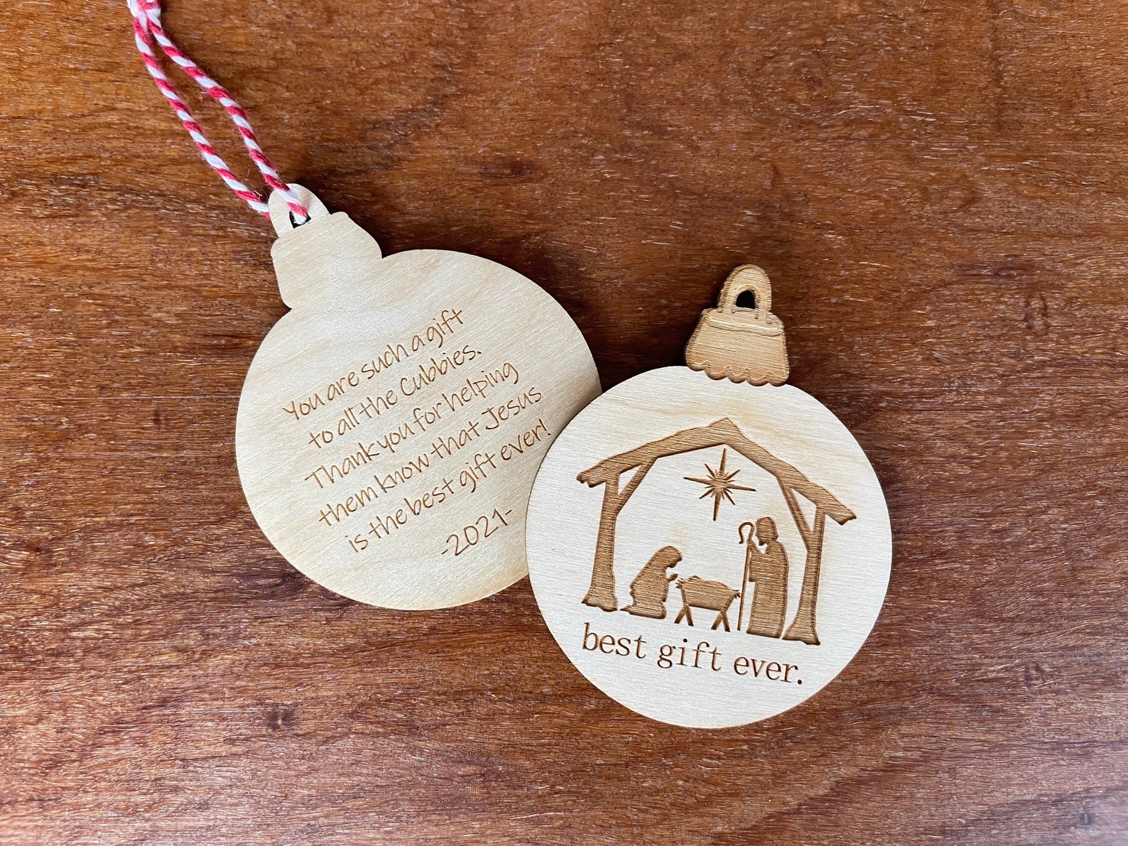 Engraved Christmas Nativity Bulb Ornament Gift Bundle or in - Etsy