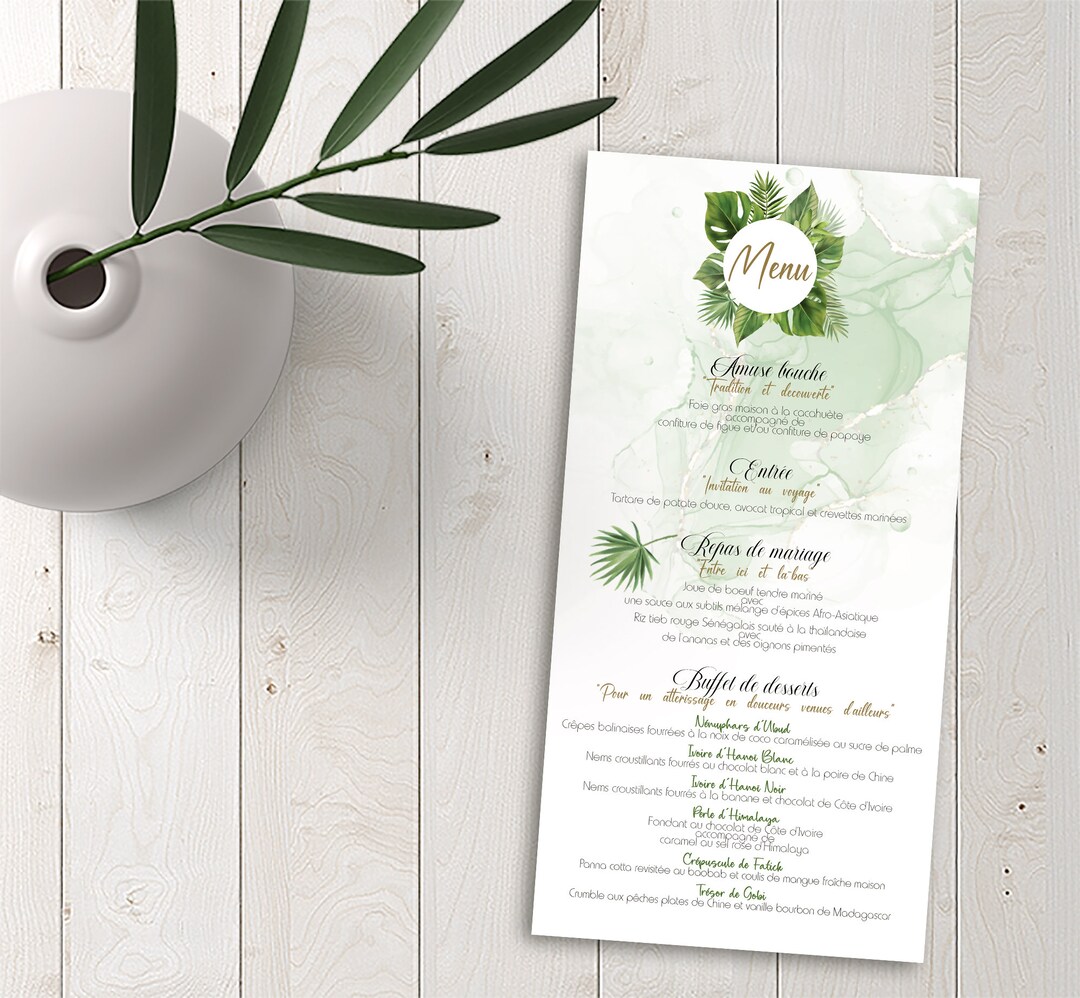 Lot of 50 Personalized Menu Cards According to Your Theme for Wedding ...
