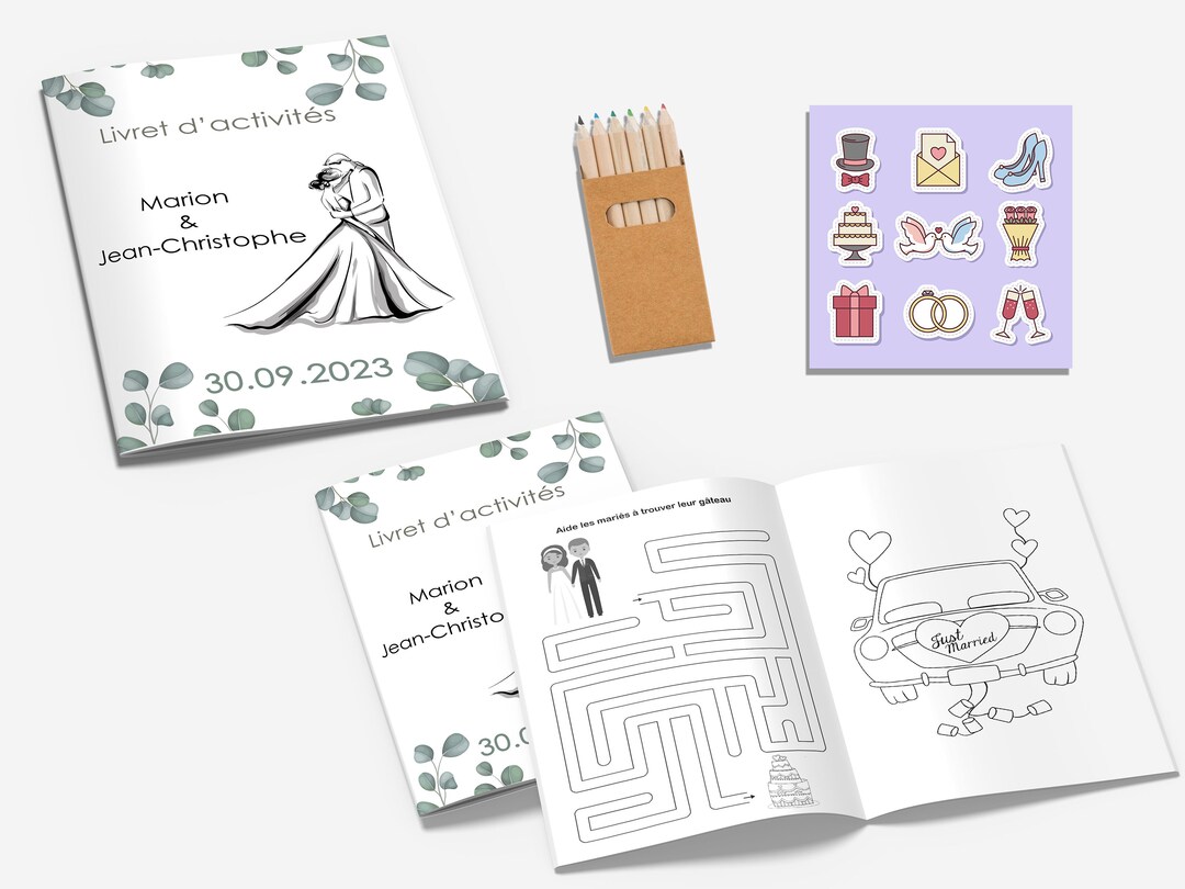 Activity Book Kit Coloring Booklet and Children's Games for Wedding ...