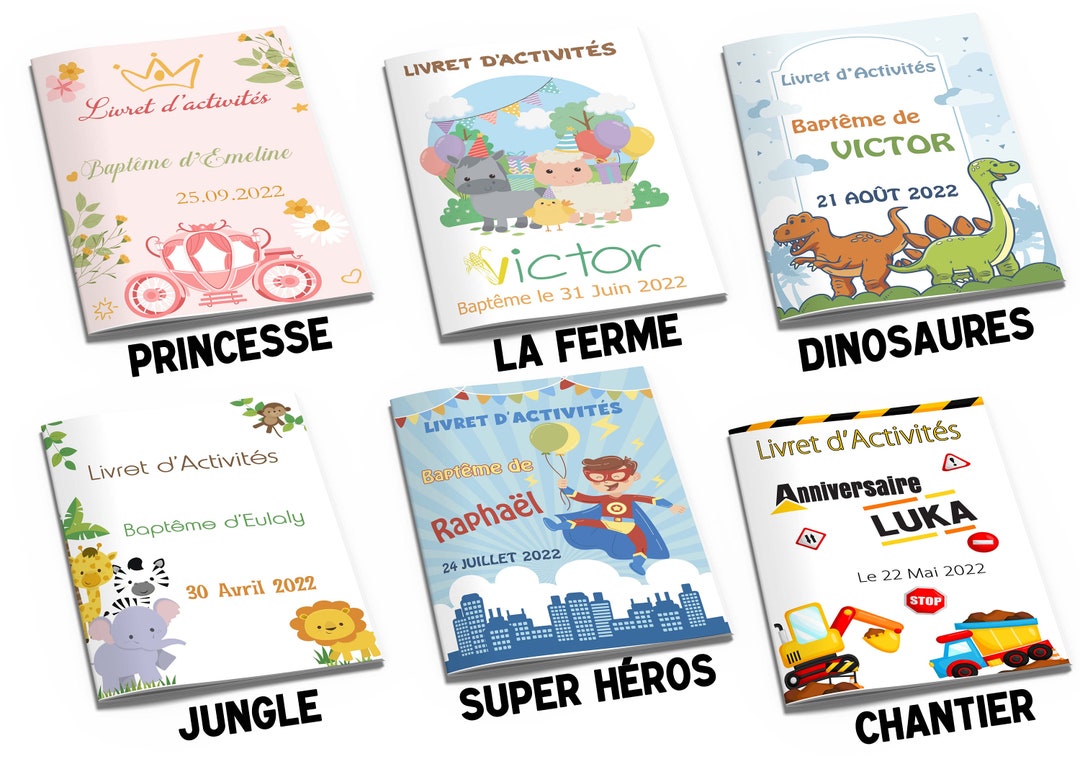 Livrets de coloriage et activités enfants pour anniversaire, baptême ou ...