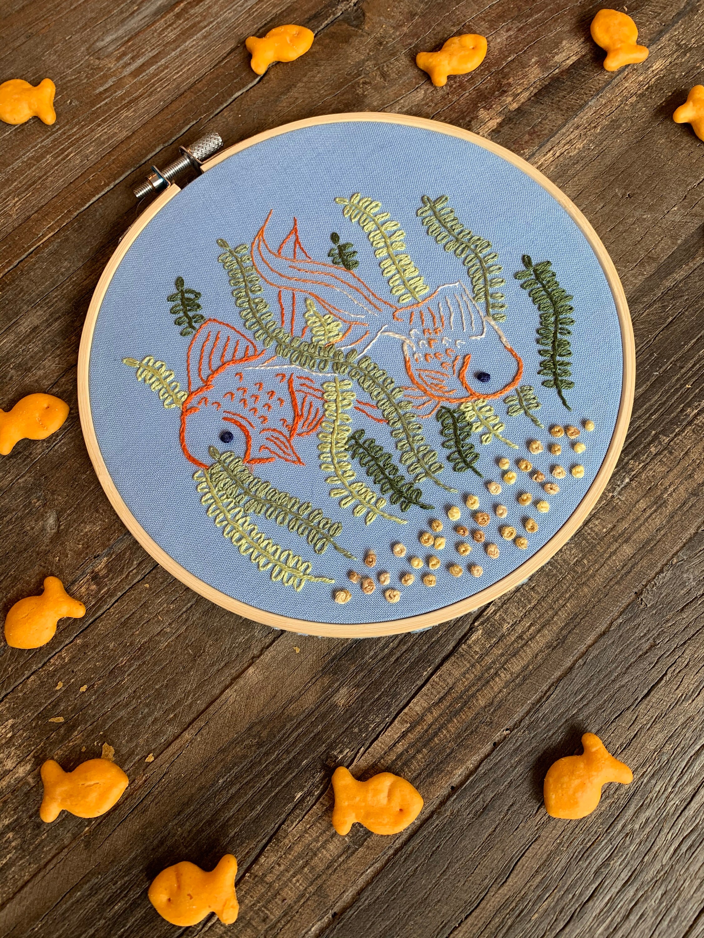 Fancy Goldfish PDF Embroidery Pattern Handmade Embroidery Art DIY Fiber ...