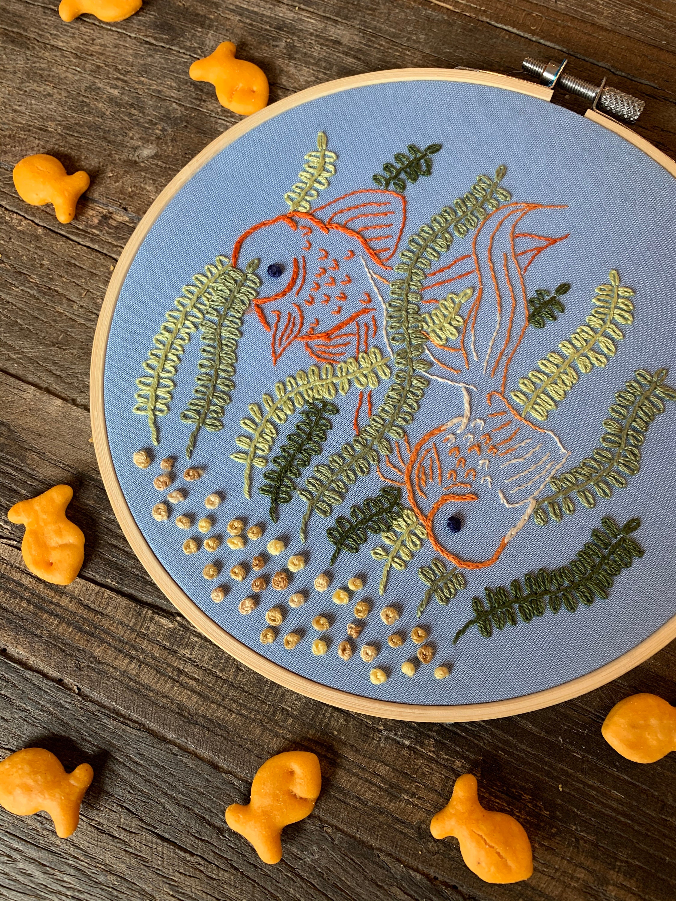 Fancy Goldfish PDF Embroidery Pattern Handmade Embroidery Art DIY Fiber ...
