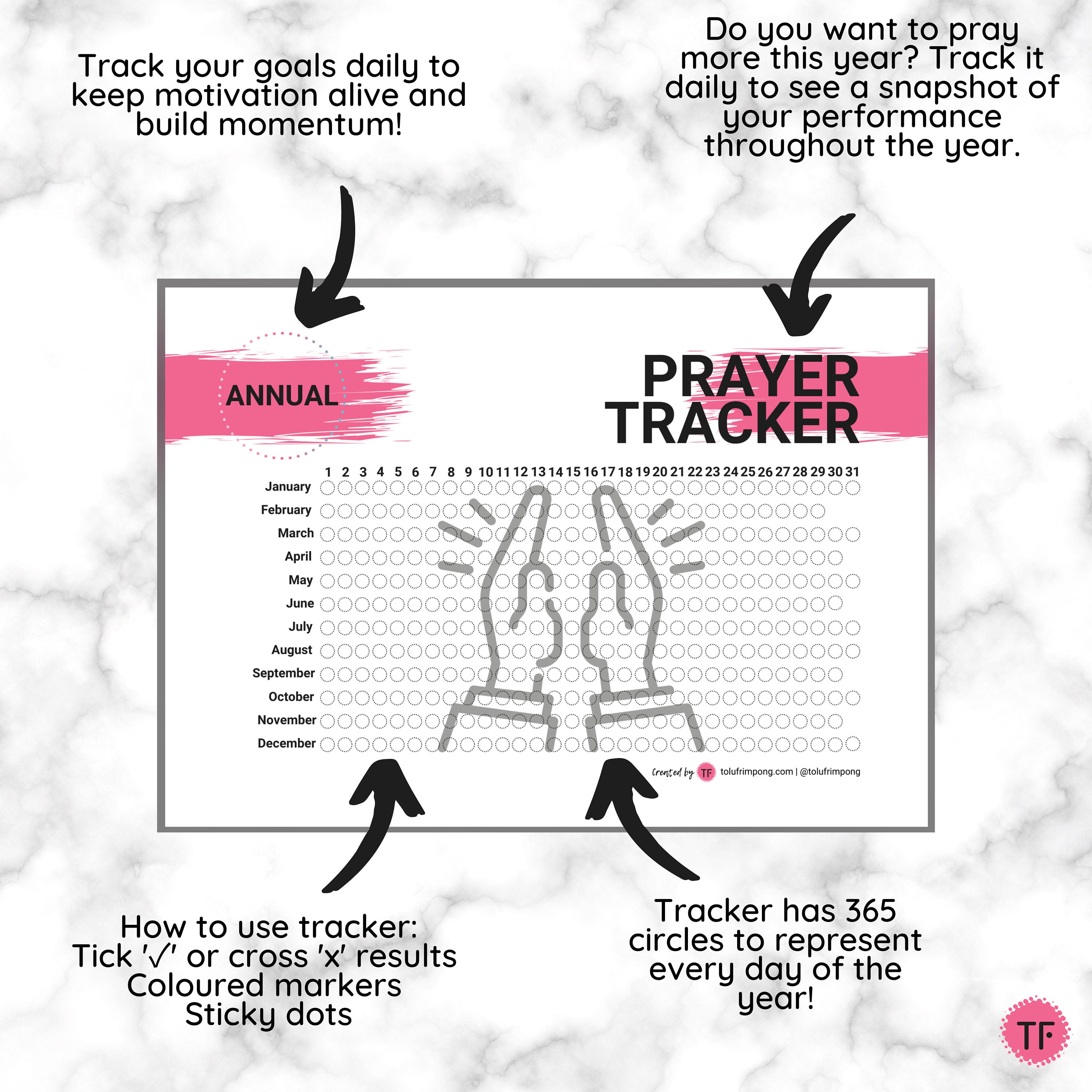 Yearly Prayer Habit Tracker Chart Happy Planner Page Insert A4 ...