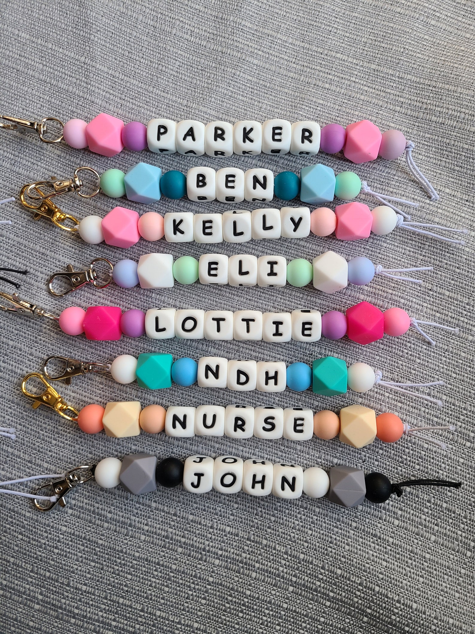 Personalized Beaded Name Keychain Personalized Keychain - Etsy