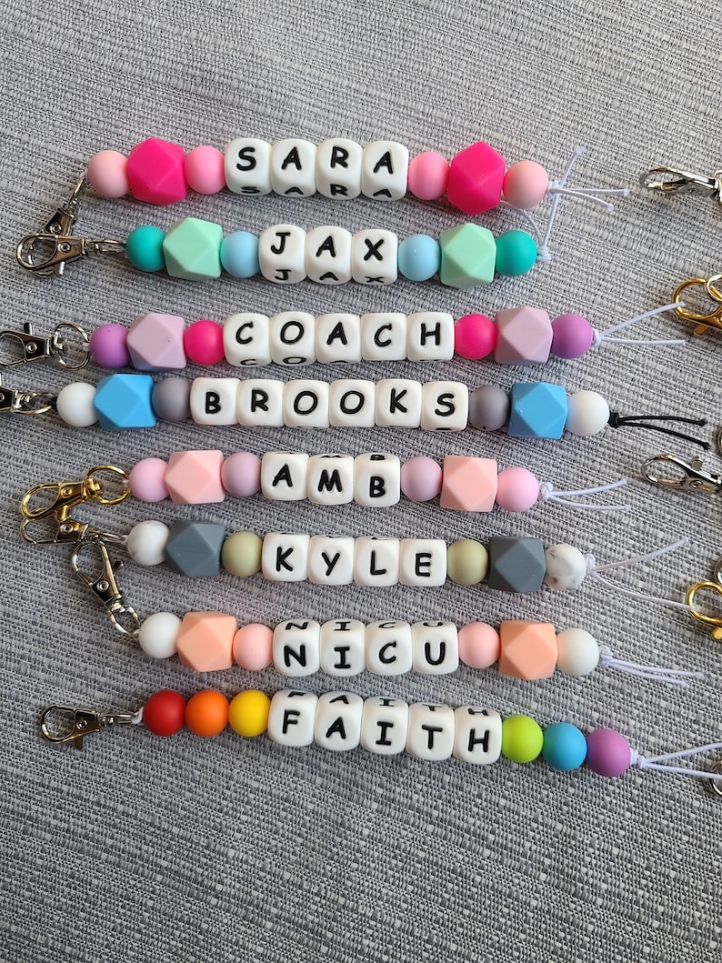 Personalized Beaded Name Keychain Personalized Keychain - Etsy