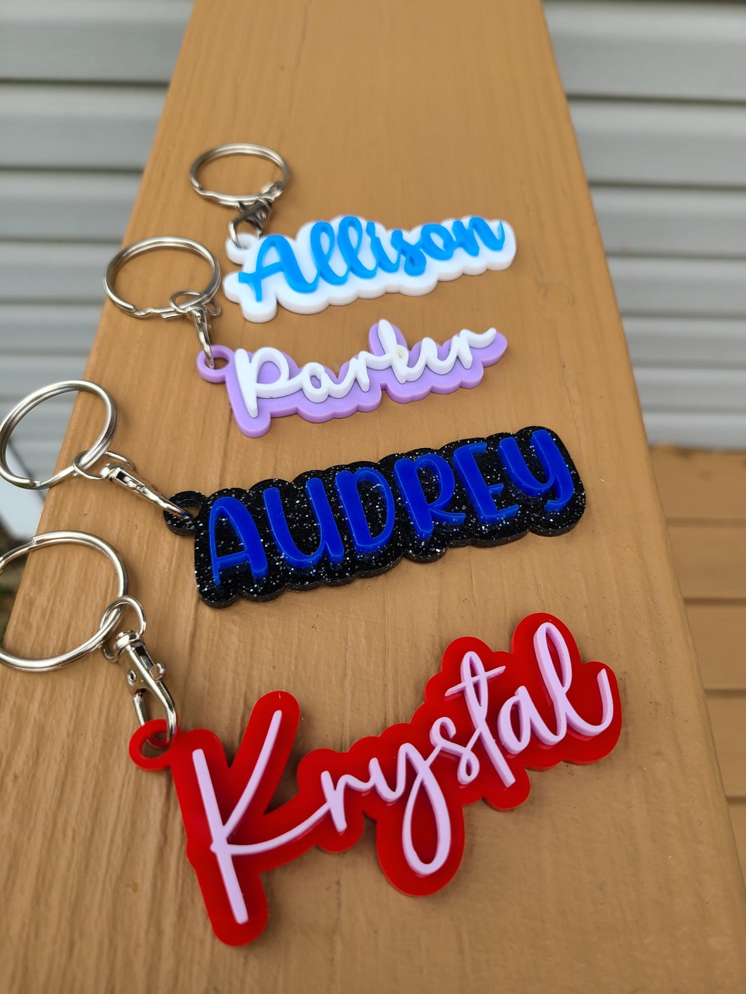 Acrylic Name Keychain | 3D Name Keychain | 2 Color Keychain Name ...