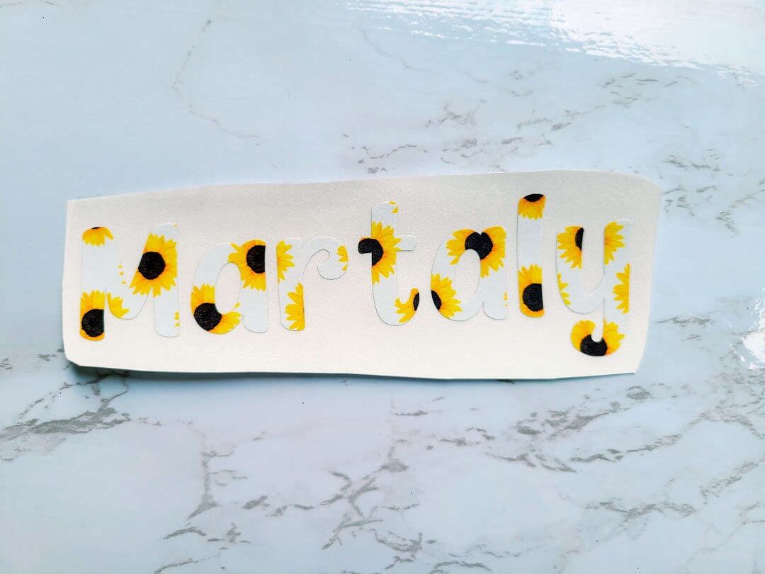 SUNFLOWER NAME DECAL | Sunflower Sticker | Sunflower Decal | Wine Glass ...