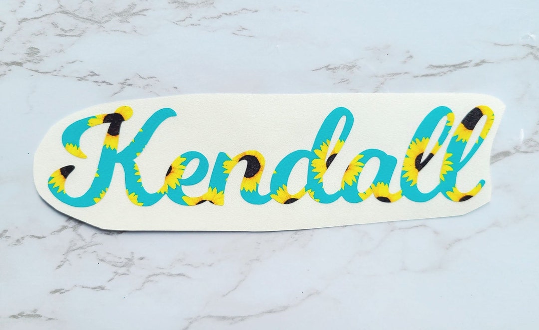 SUNFLOWER NAME DECAL With Teal Background | Sunflower Sticker ...