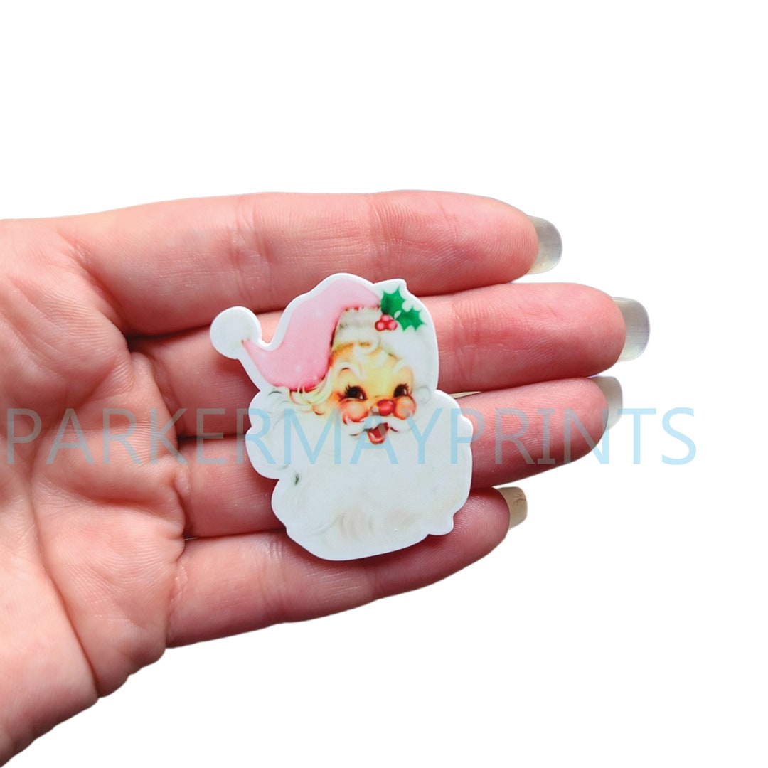 Pink Santa Face Planar Resin | Jolly Santa | Holiday Resin Flatback ...